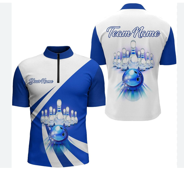 1/4 Zipper Bowling Jersey Custom Design Bowling Shirts Full Sublimation ...